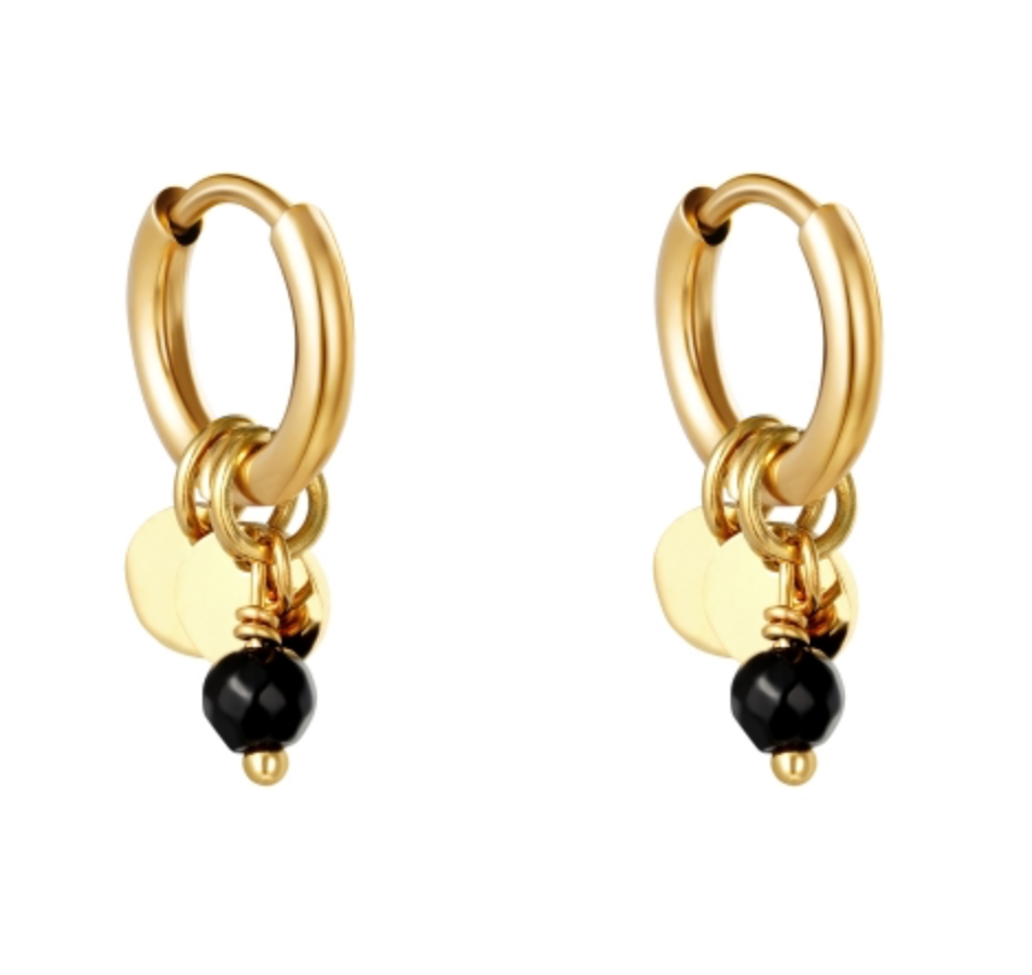 Stainless Steel Gouden Oorbellen Delicate Zwart – Pracht.nl